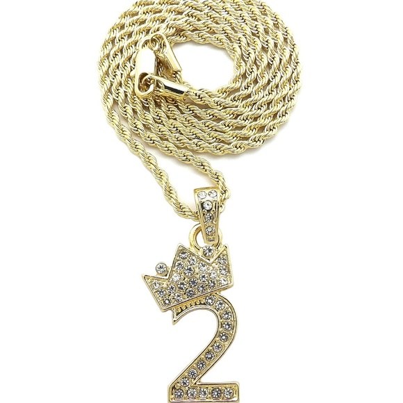Accessories | Iced Out Number Crown Pendant 9 24 Rope Chain | Poshmark